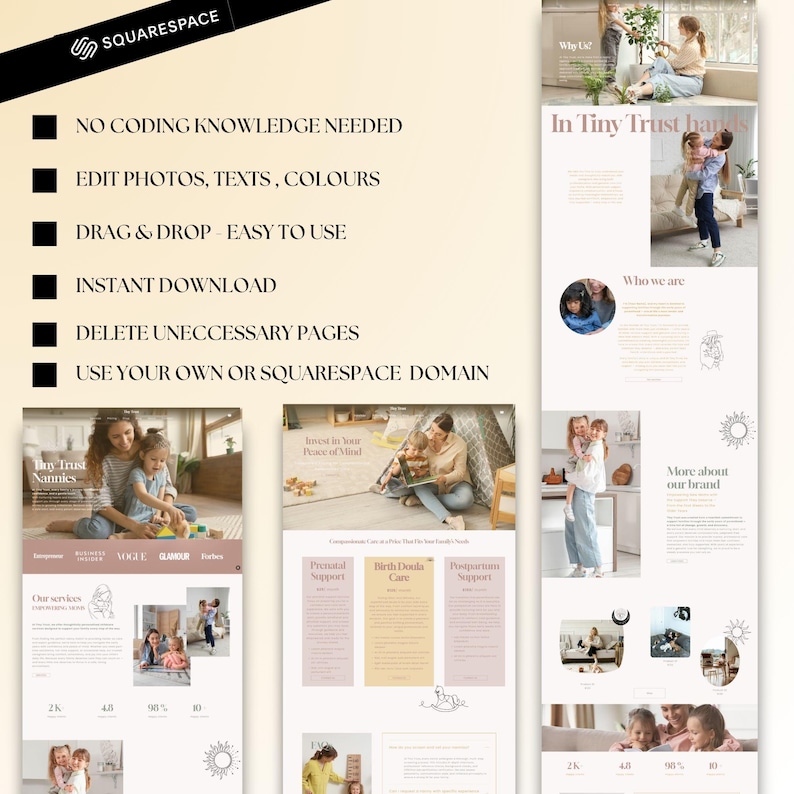 Babysitter Website Squarespace Template 71, Nanny Squarespace Website ...
