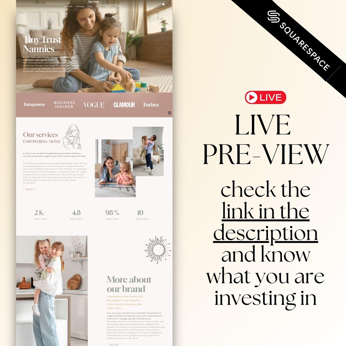 Babysitter Website Squarespace Template 71, Nanny Squarespace Website ...