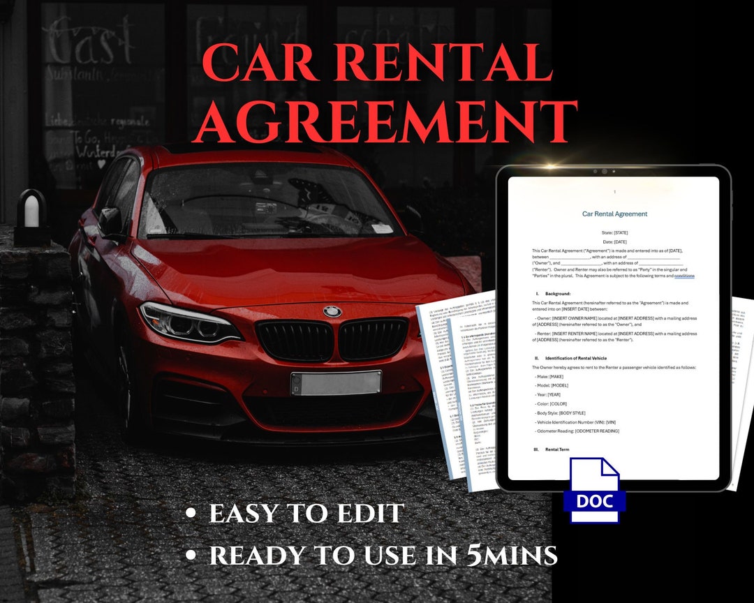 Car Rental Agreement - Car Rentals Contract, Vehicle Rentals Contract ...