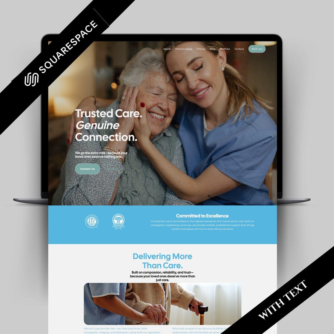Elderly Care Squarespace Template, Home Health Care Caregiver Website ...