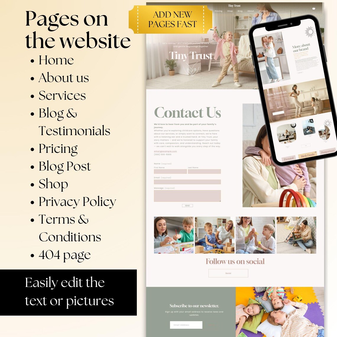Babysitter Website Squarespace Template 71, Nanny Squarespace Website ...