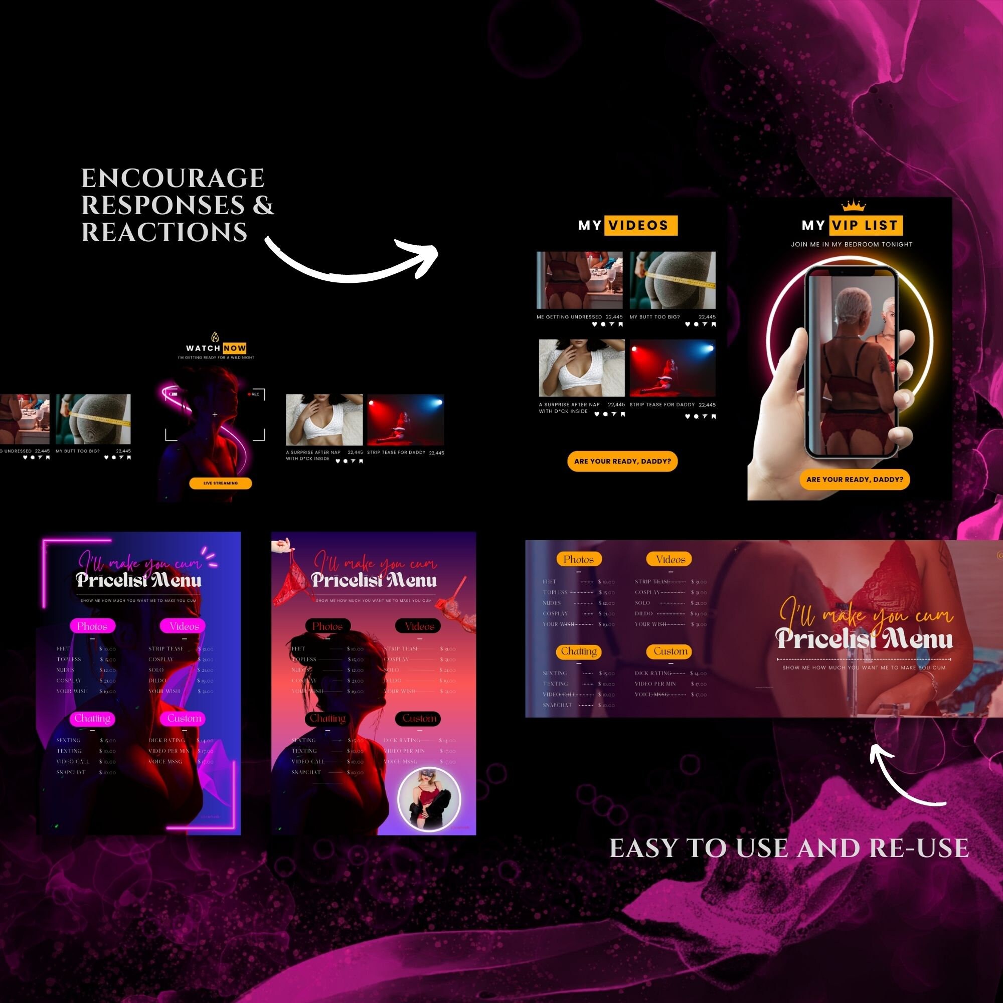 Onlyfans Tip Menu Editable Template Tip Menu Templates, Fansly Template ...