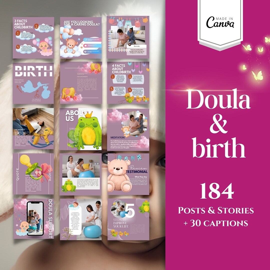 Birth Doula Template & Instagram Captions, Midwife Social Media Content ...