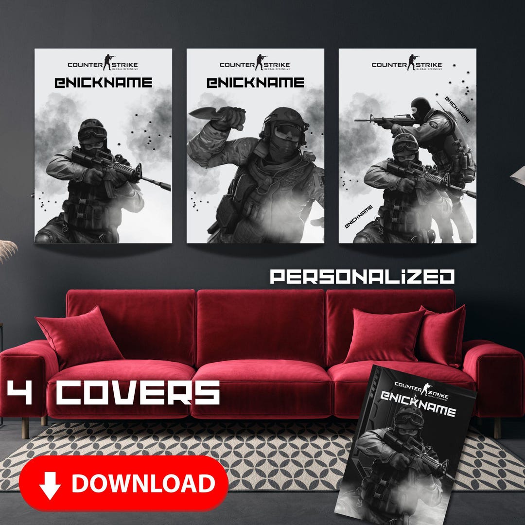 Personalized Cs Go Digital Poster Bundle Counter-strike Gaming Wall Art ...