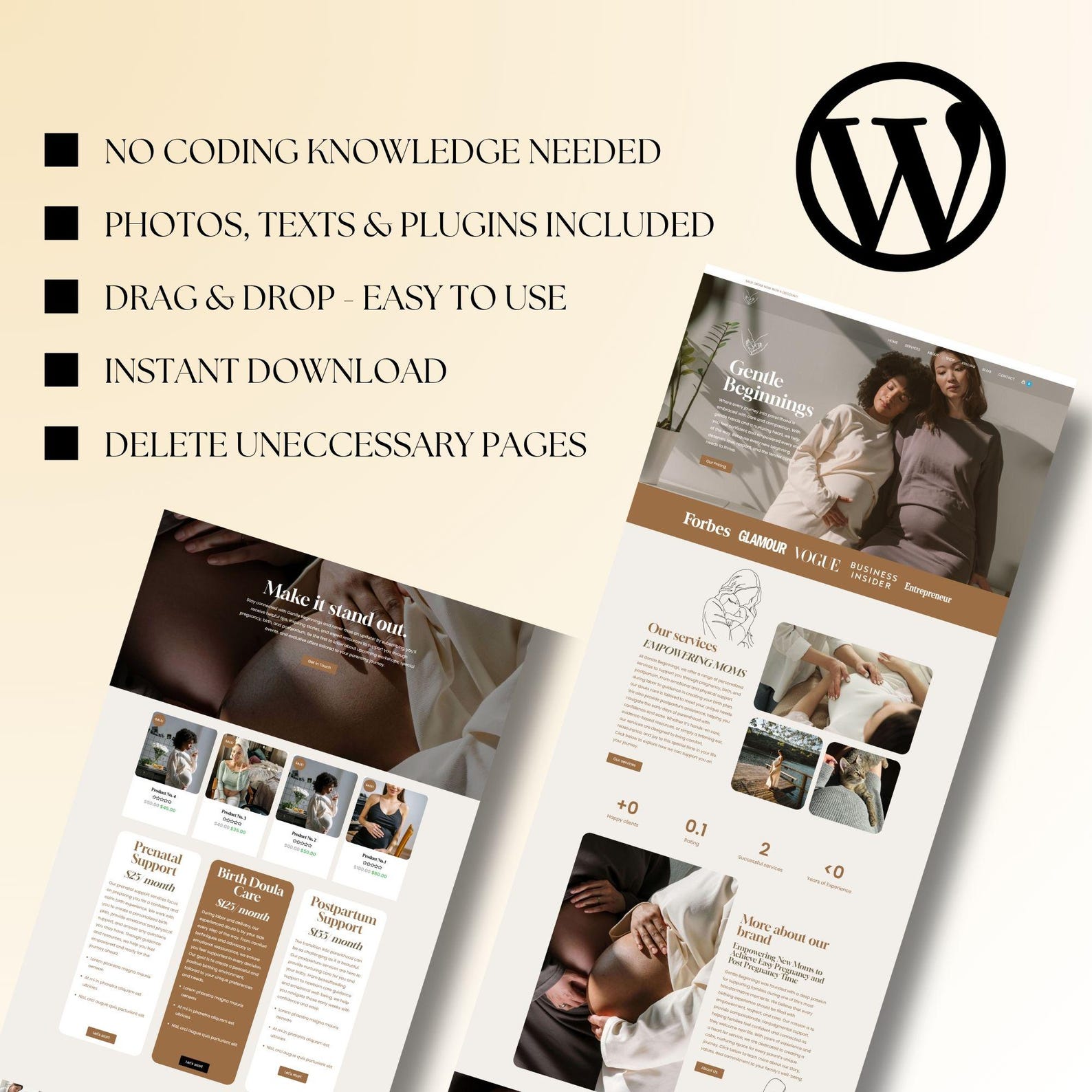 Postpartum Nurse Wordpress Theme, Responsive Wordpress Template Doula ...