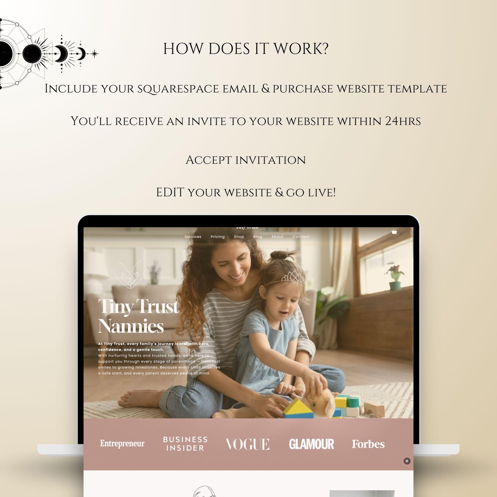 Babysitter Website Squarespace Template 71, Nanny Squarespace Website ...
