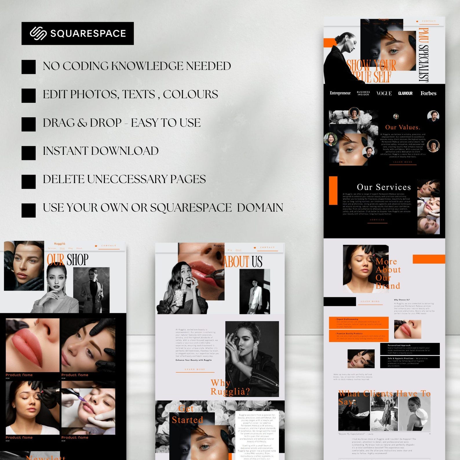 Permanent Makeup Squarespace Website, Service Squarespace Template Pmu ...