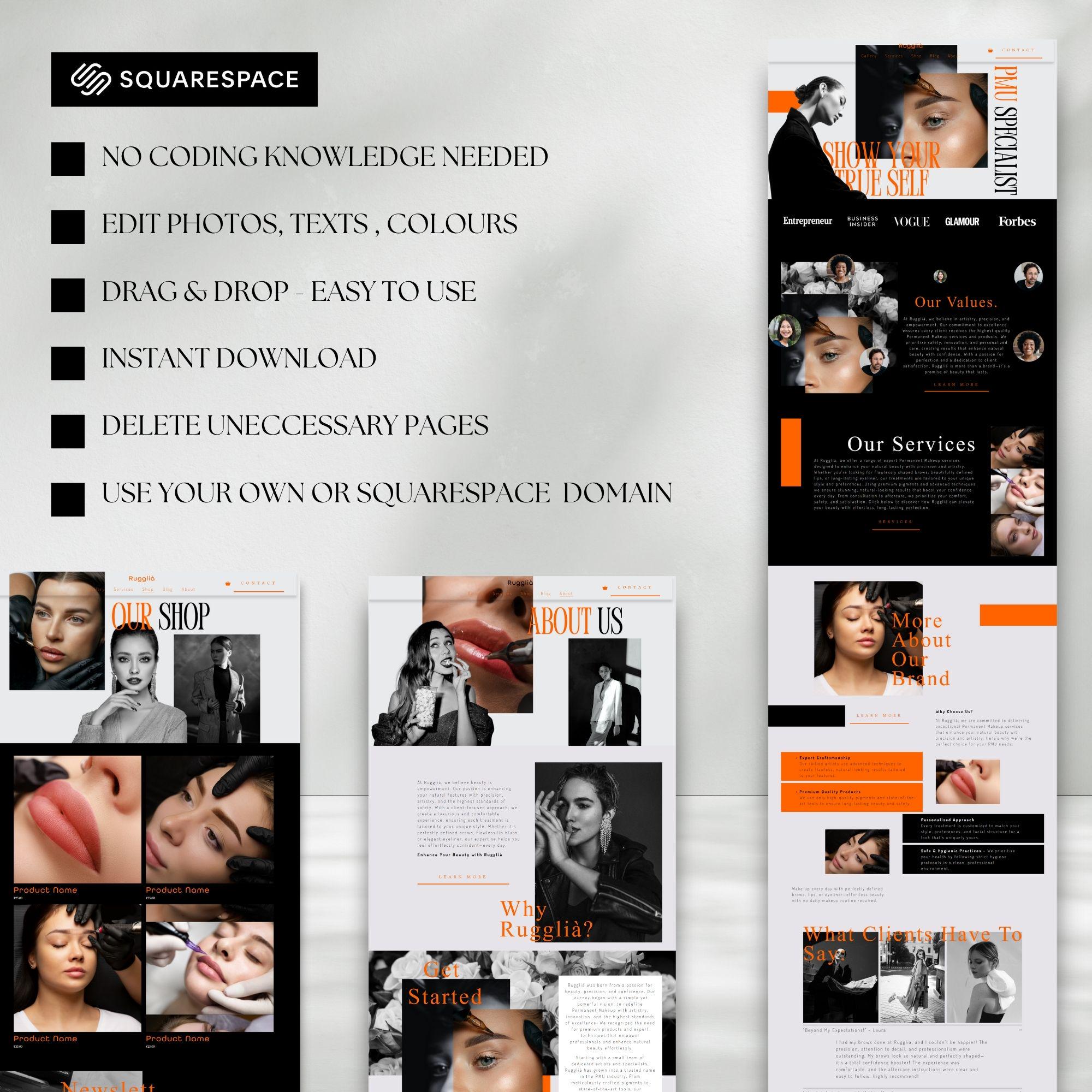 Permanent Makeup Squarespace Website, Service Squarespace Template Pmu Website Design ...