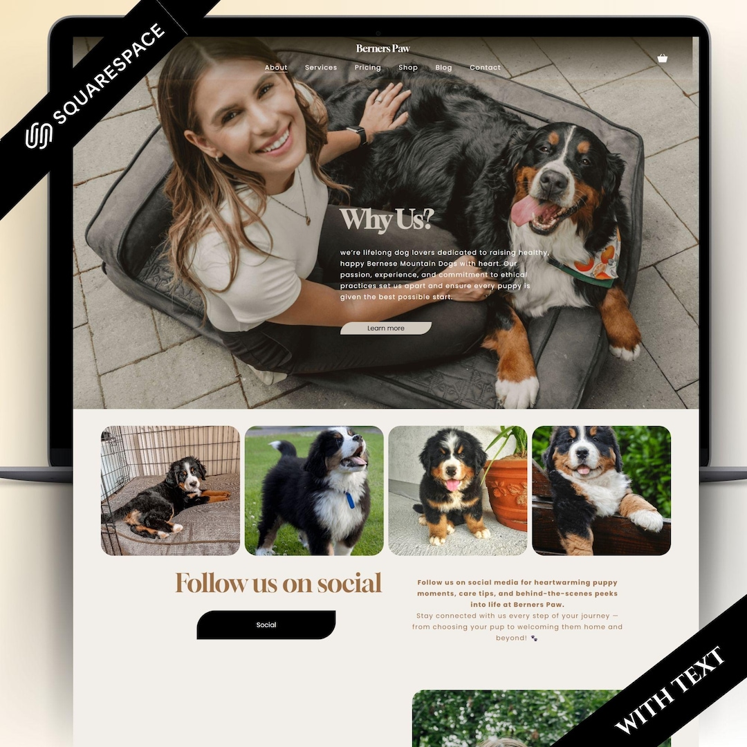 Dog Breeder Website Template, Squarespace Template for Dog Breeding ...