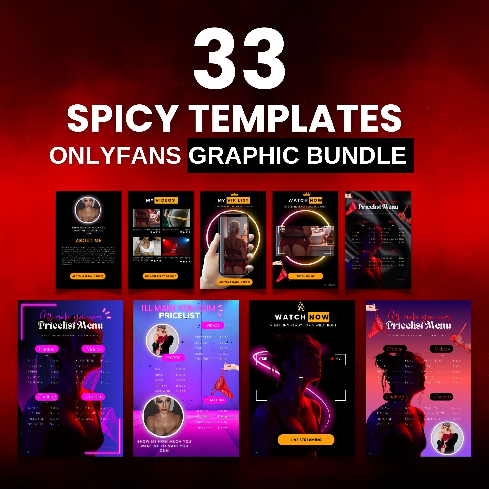 Onlyfans Tip Menu, Editable Template, Onlyfans Menu Digital Download - Etsy