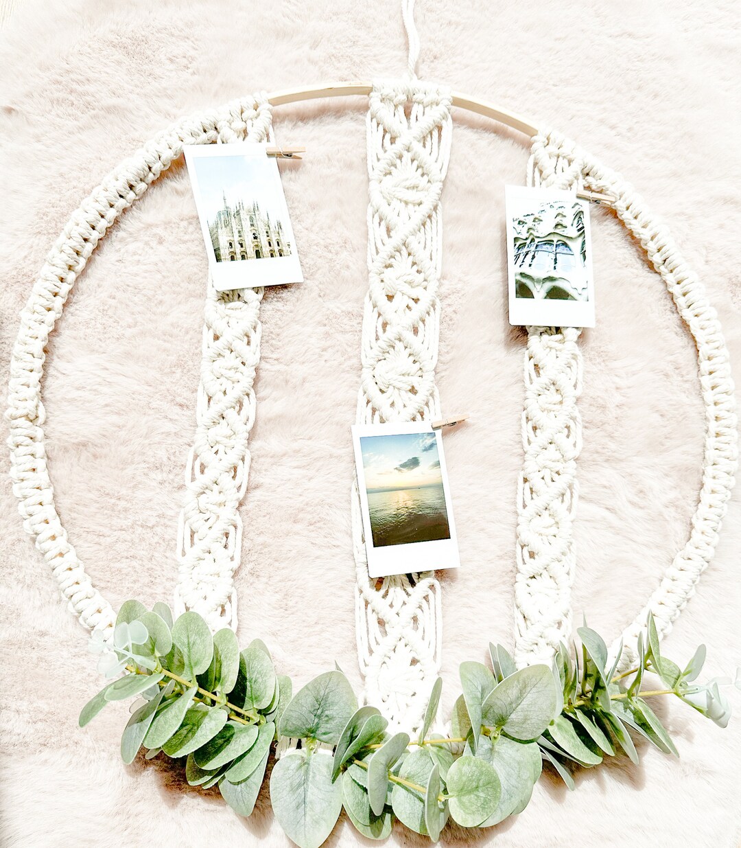 Polaroid Macramé Picture Frame Decorative Wreath of Dried Flowers Gift ...