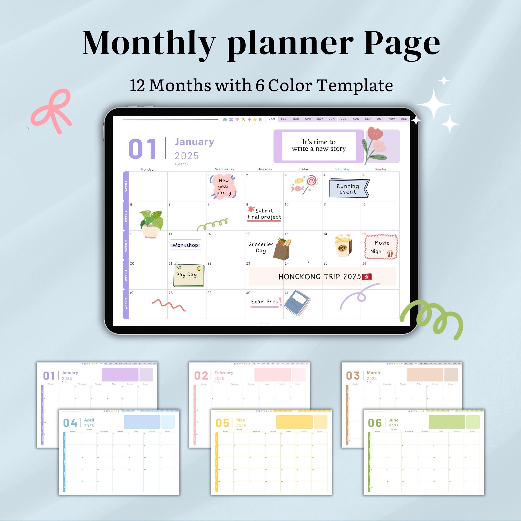 2025 Digital Planner Colorful - LANDSCAPE - Etsy