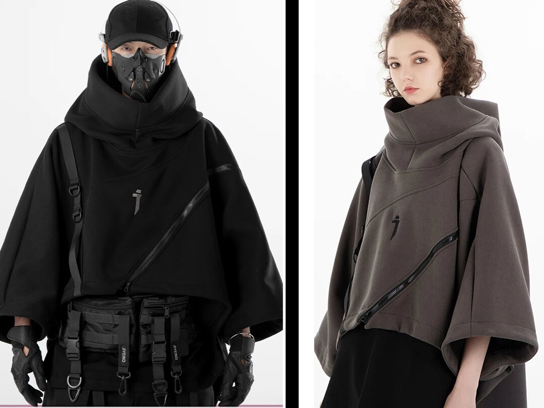 Autumn Techwear Hoodie: Unisex Zipper Cape Harajuku Sweatshirt for High ...