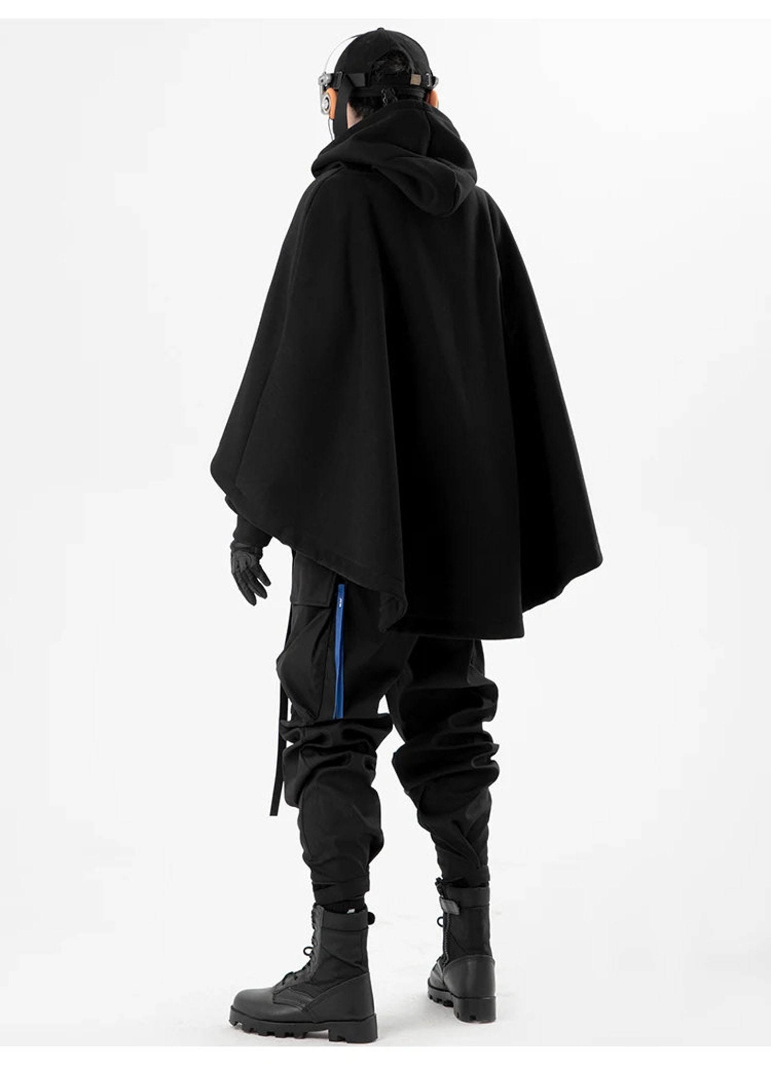Techwear Hoodie High Neck Cloak Set Mens Harajuku Streetwear Sweatshirt ...