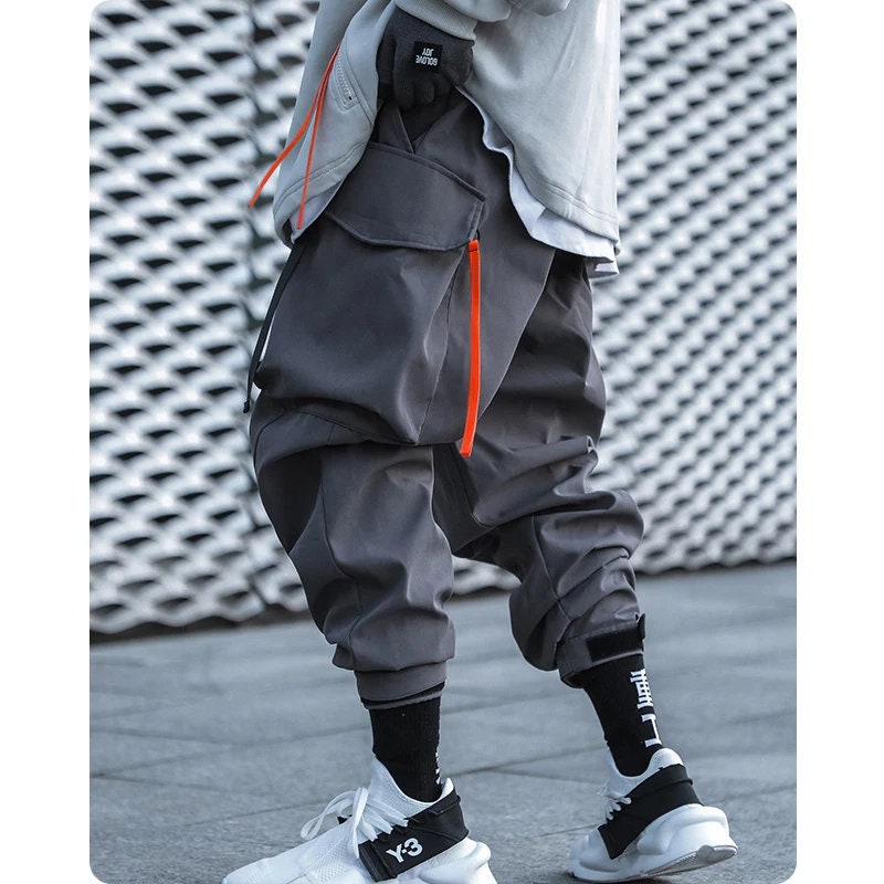 Cyberpunk Techwear Pants,black Multi-pocket Drawstring Overalls Cargo ...