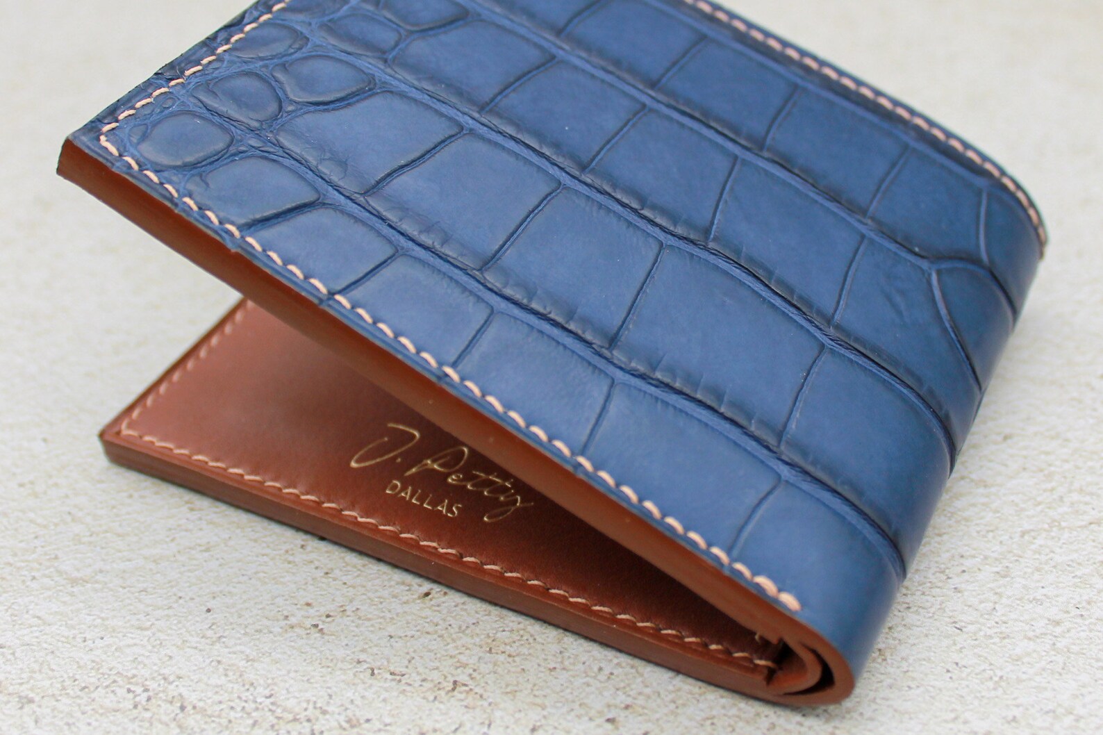 Matte Blue Alligator Wallet With Baranil Interior - Etsy