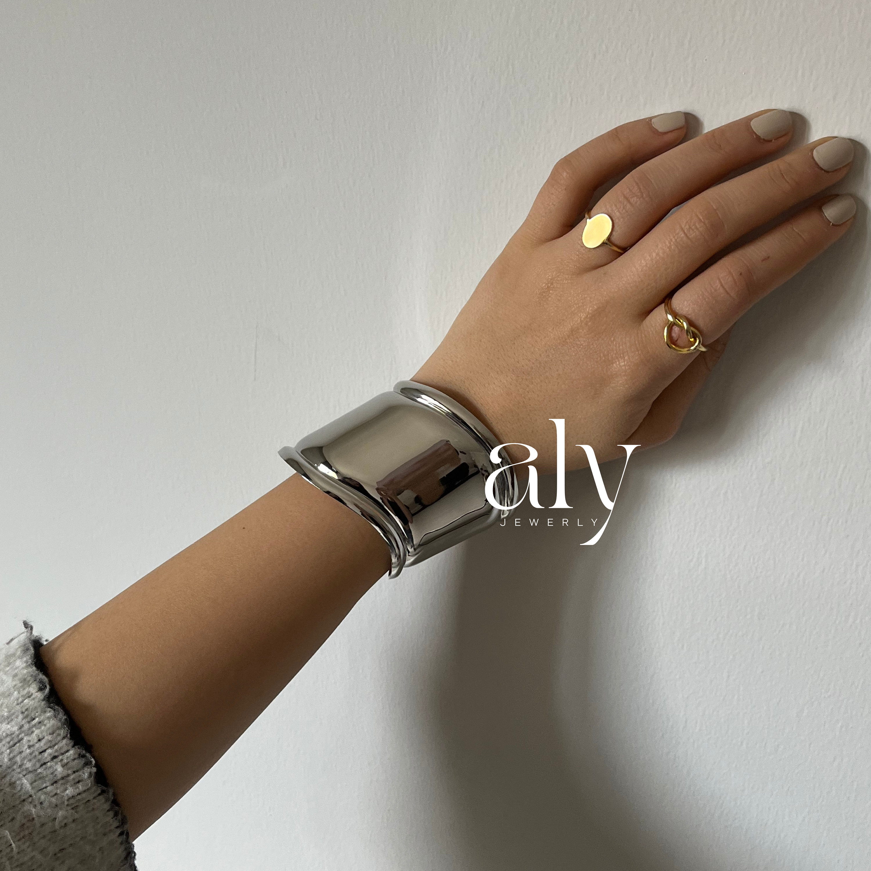 18K Gold & Silver Plated Silver Bone Cuff Bracelet,wide Open Cuff ...