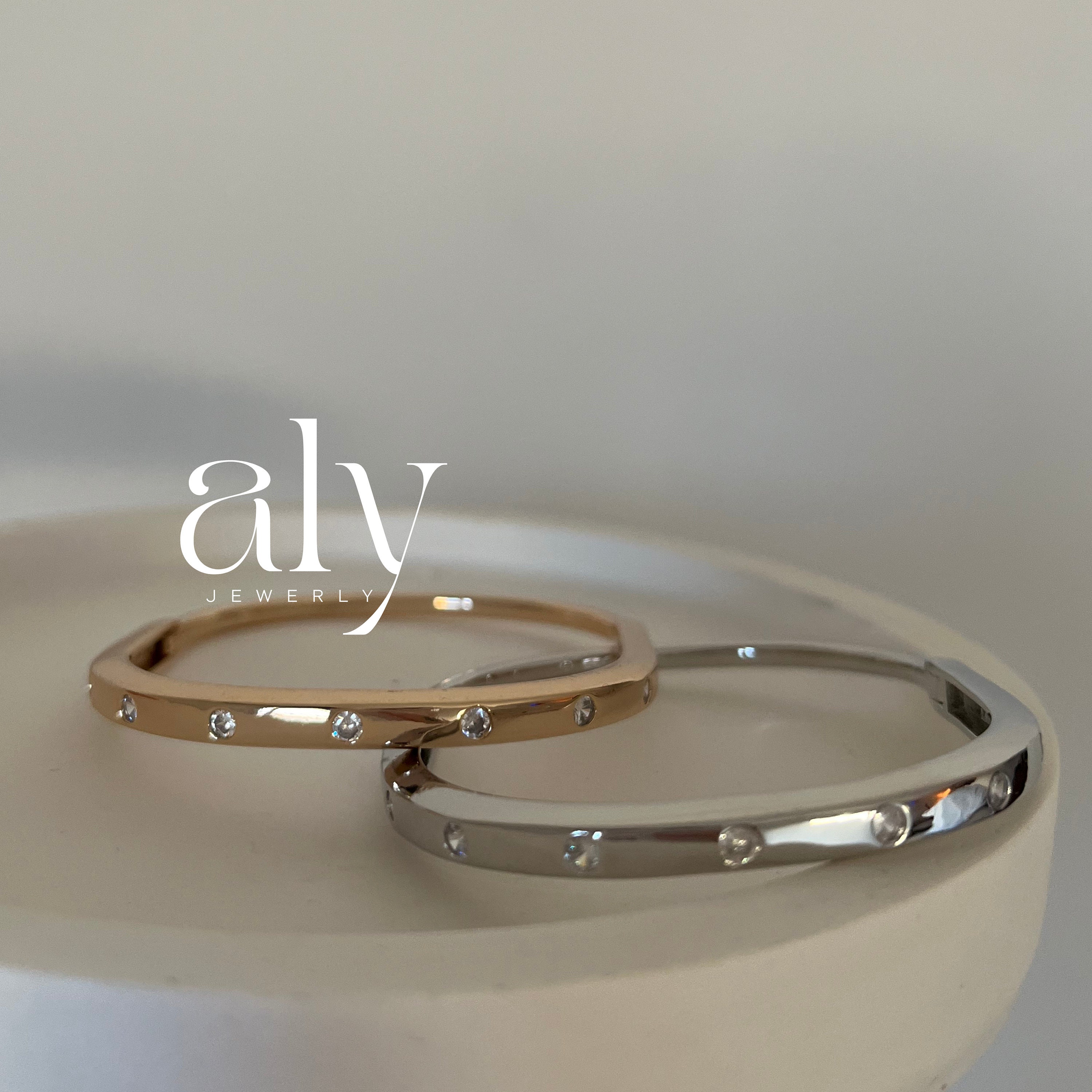 18K Gold & Silver Plated Locked Braclet, U Lock Braclet, Zircon Stone ...