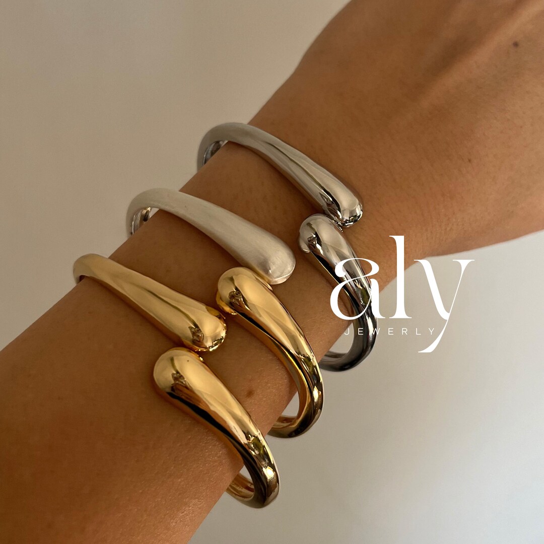 Gold-silver Plated Wide Cuff Bracelet,silver Bone Cuff Bracelet ...