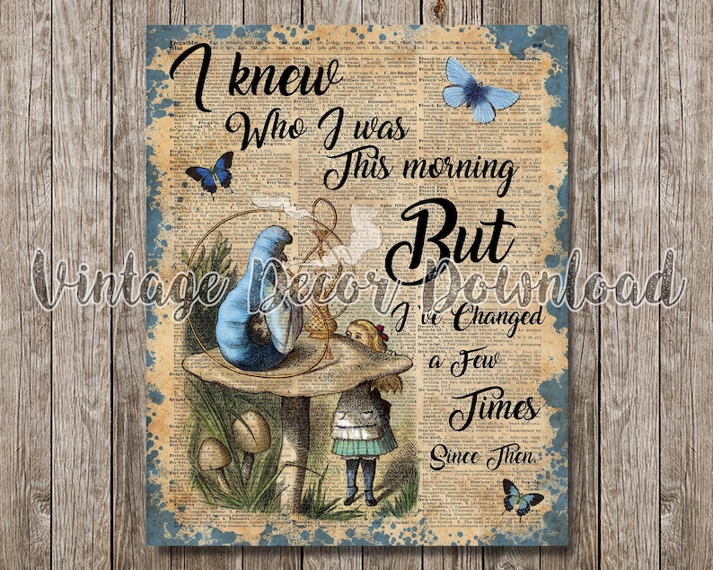 Alice in Wonderland Quote Vintage Dictionary Art Illustration,printable ...