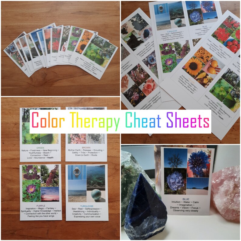 Color Therapy Cheat Sheets A4 PDF Printable Rainbow Oracle Cards - Etsy