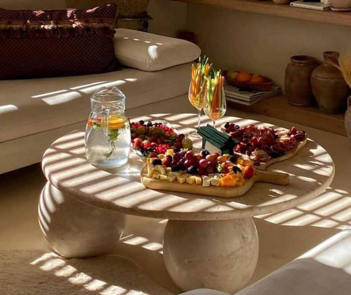 Travertine Coffee Table, Travertine Center Table , Marble Balls Table ...