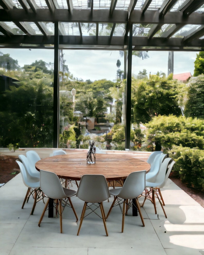 Outdoor Circular Round Table Custom Made Reclaimed Wood Garden Use A ...