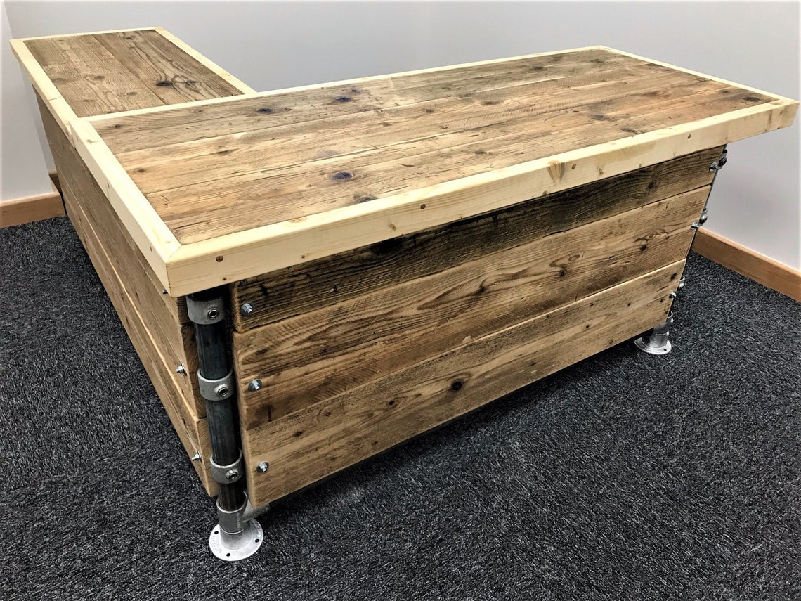 Industrial Corner Desk Office Desk Privacy Panels to Two Sides THE ...