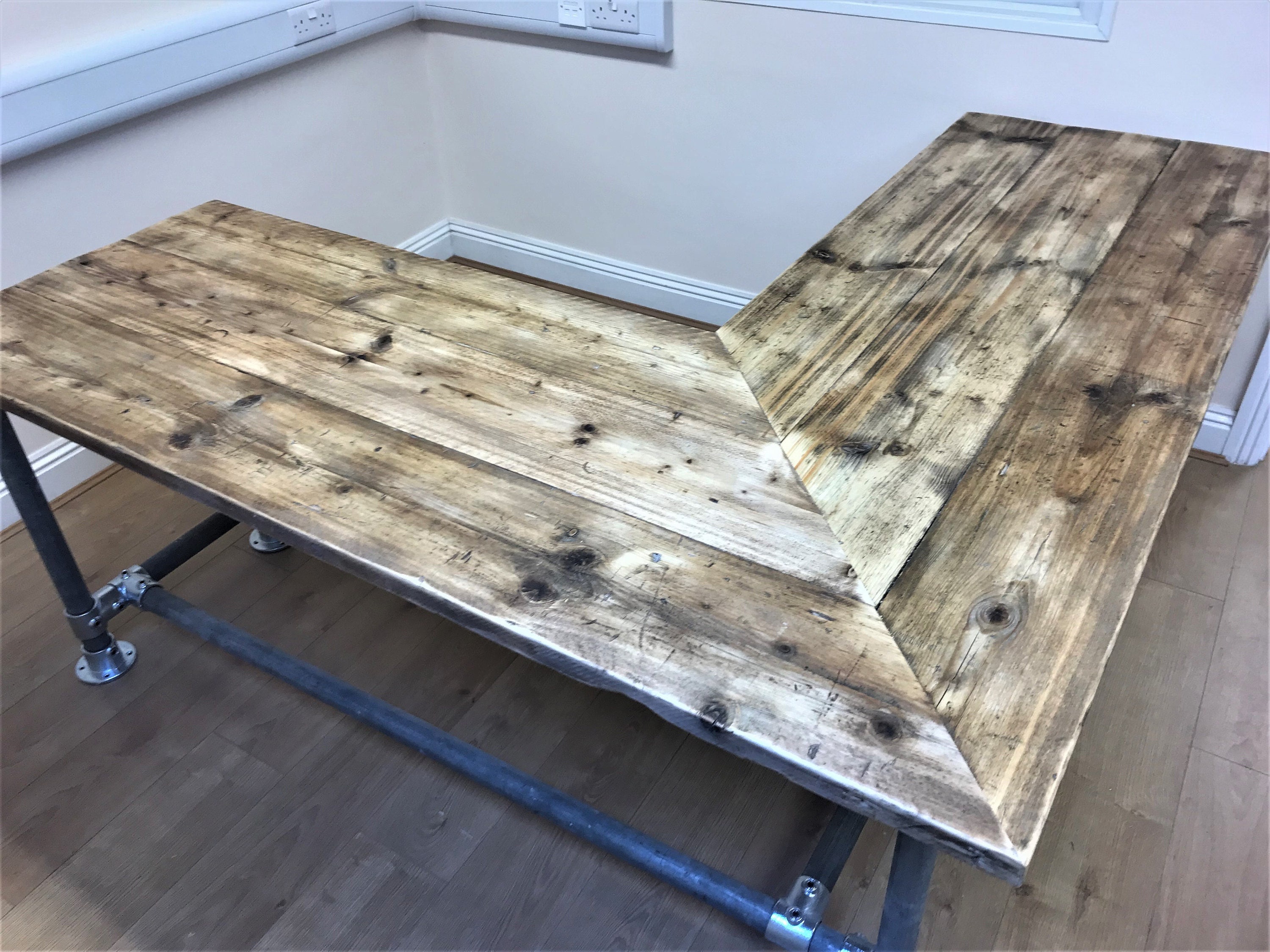 Corner Office Desk 3 Board Wide Custom Made Desk Reclaimed Scaffold ...