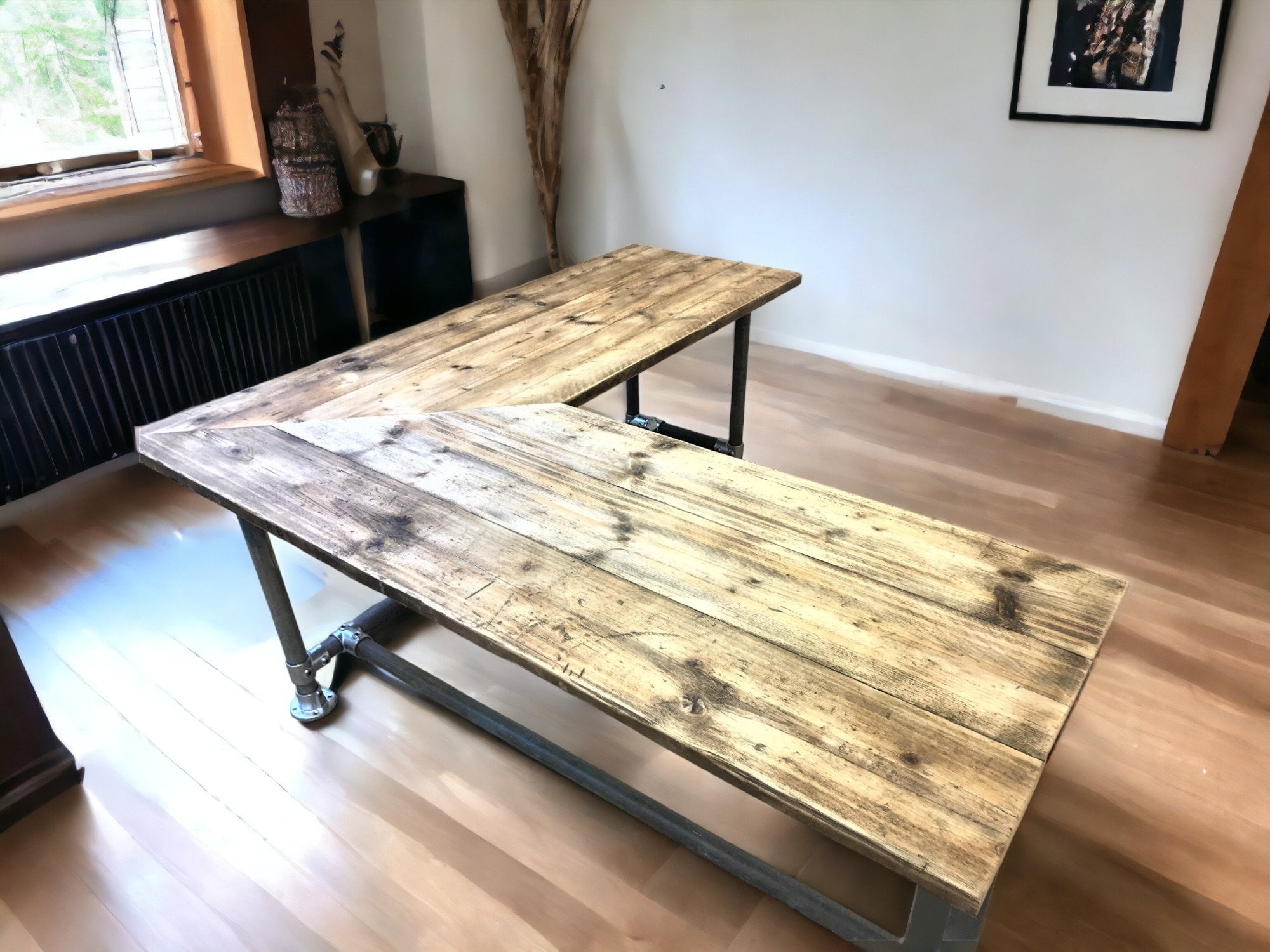 Corner Office Desk 3 Board Wide Custom Made Desk Reclaimed Scaffold ...