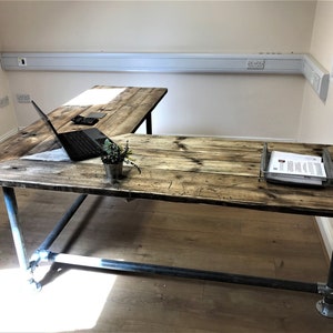 Corner Office Desk 3 Board Wide Custom Made Desk Reclaimed Scaffold ...