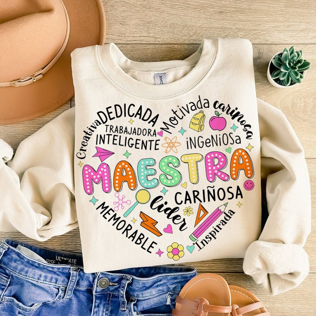 Retro Maestra Word Png, Teacher Life Png, Teach Love Inspire, Spanish ...