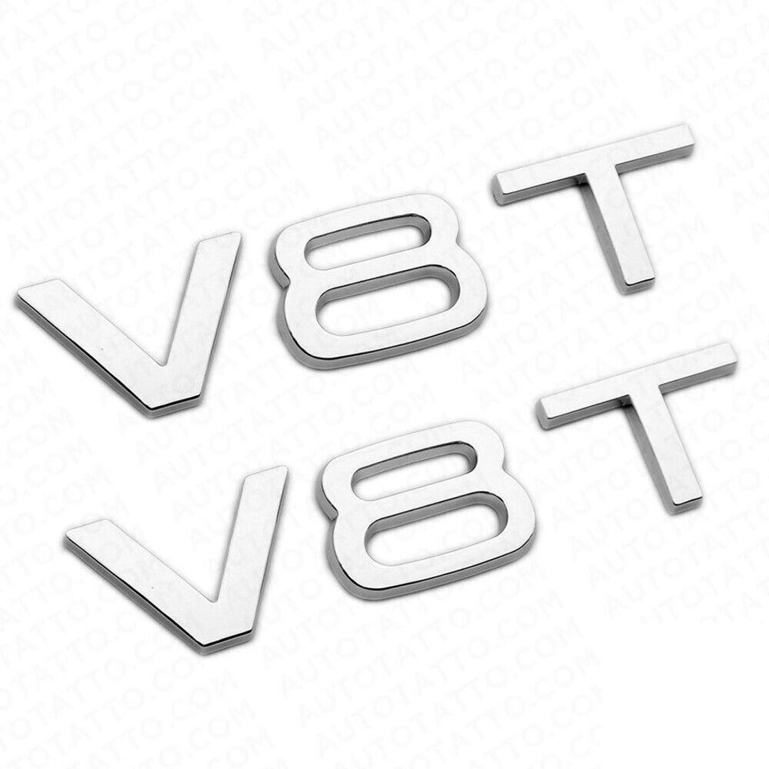 2x V8T Side Fender Marker Letter Badge Emblem Chrome Logo for Audi A1 ...