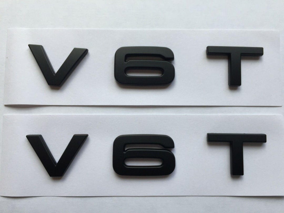 2x V6T Badge Emblem Decal Logo Wing Side Fender Rear Boot Matte Black ...