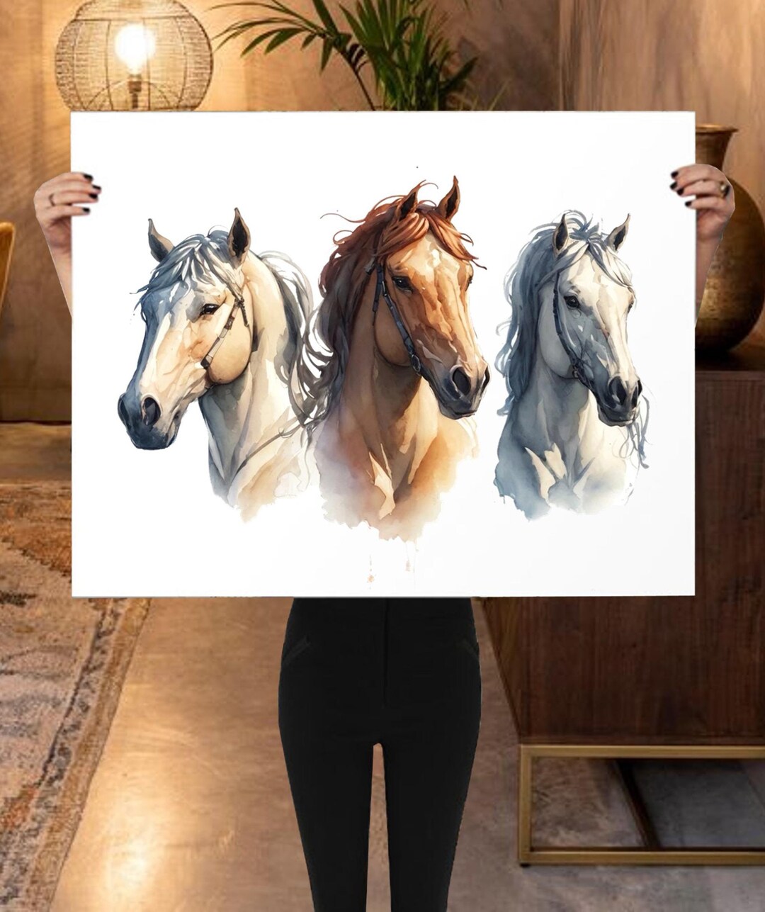 Multi Horse Portrait Painting Three Pet Portrait Painting 3 Horse ...