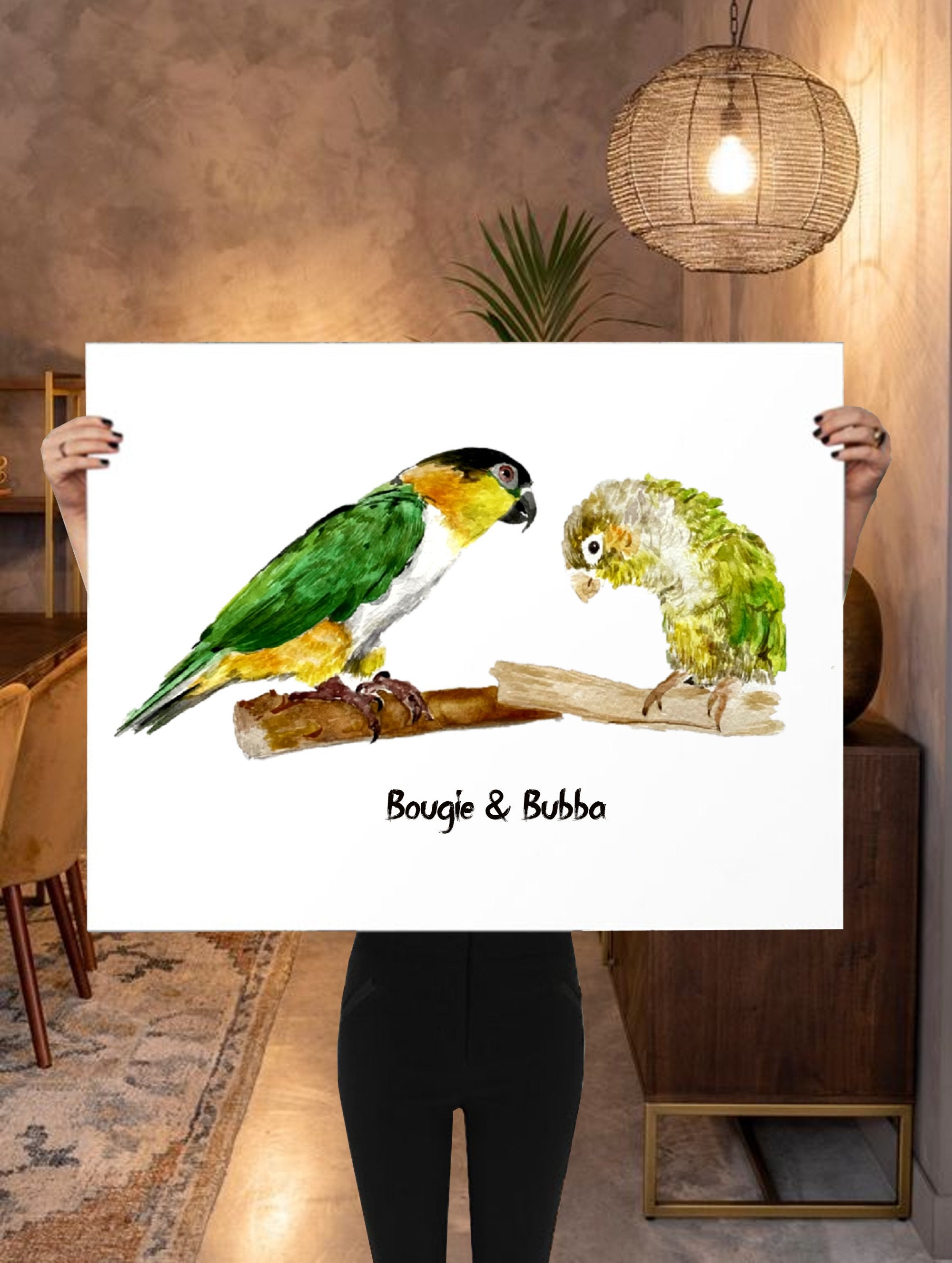 Parrot Portrait Painting Multi Pet Portrait Custom Parrot Painting ...