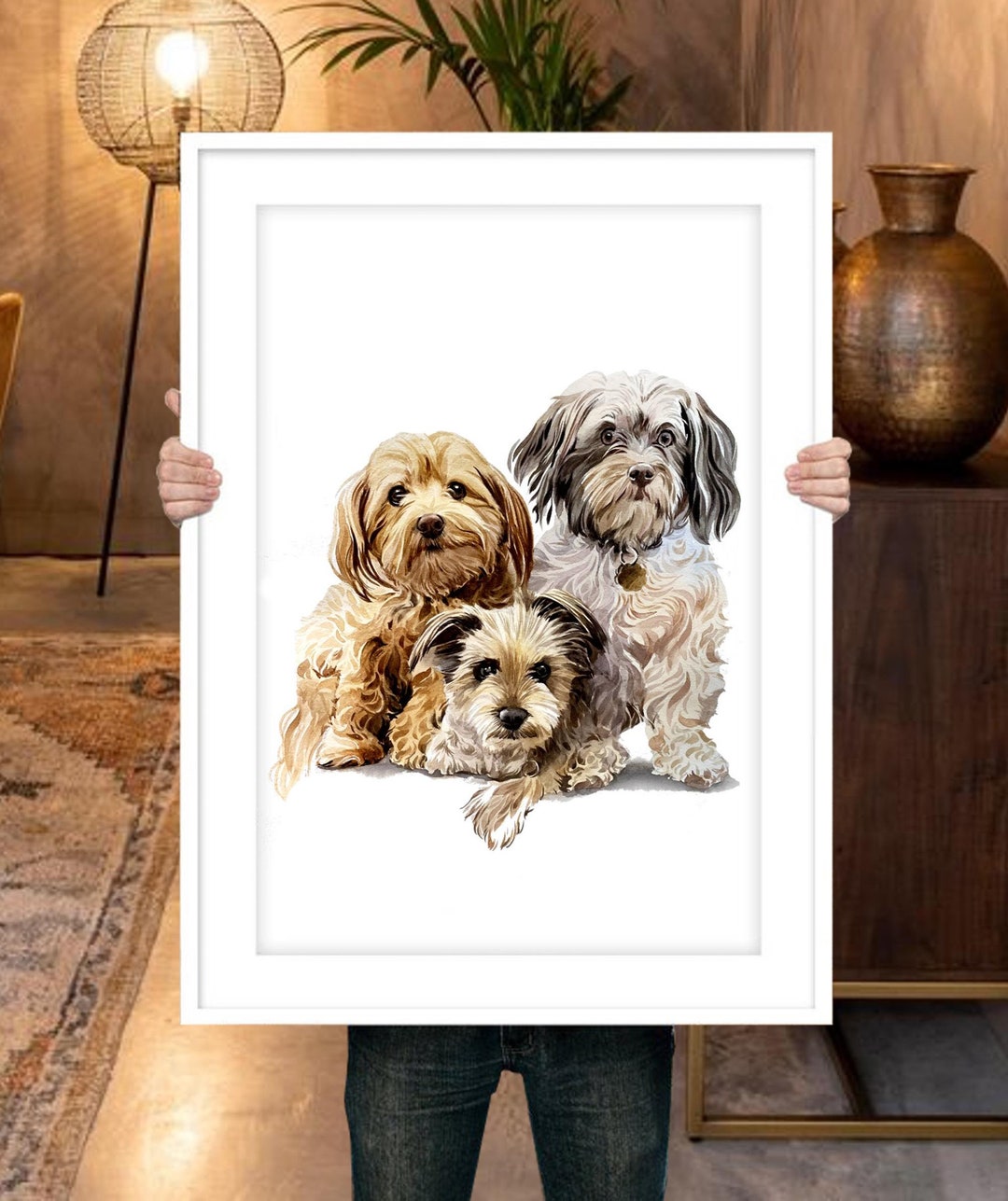 Hand-painted Watercolor 3 Dog Portrait: Custom Pet Memorial - Etsy