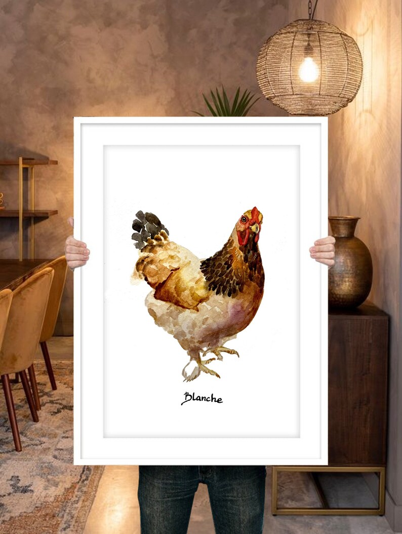 Custom Chicken Portrait: Watercolor Pet Memorial Art - Etsy