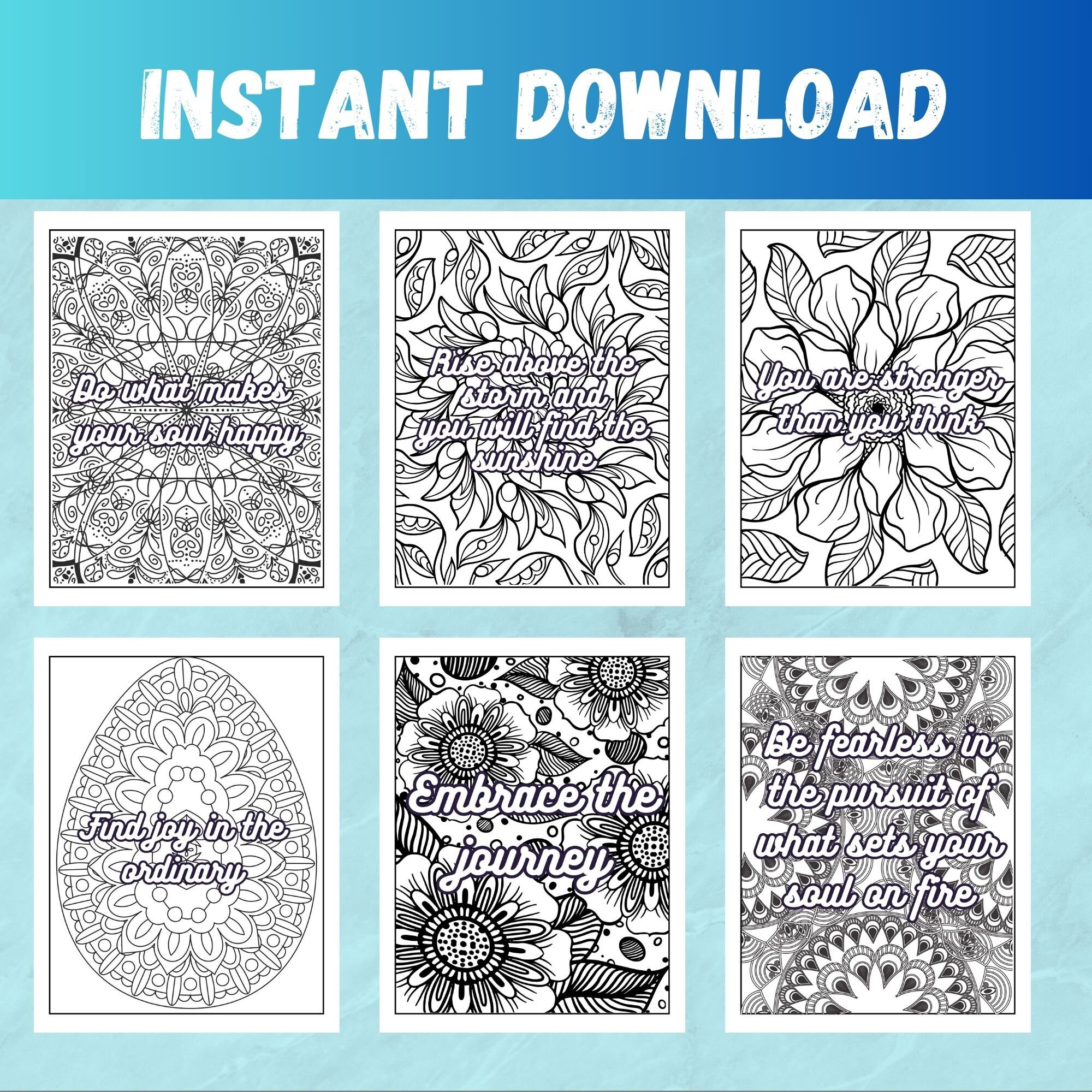 27 Adult Motivational Quote Coloring Pages - Etsy