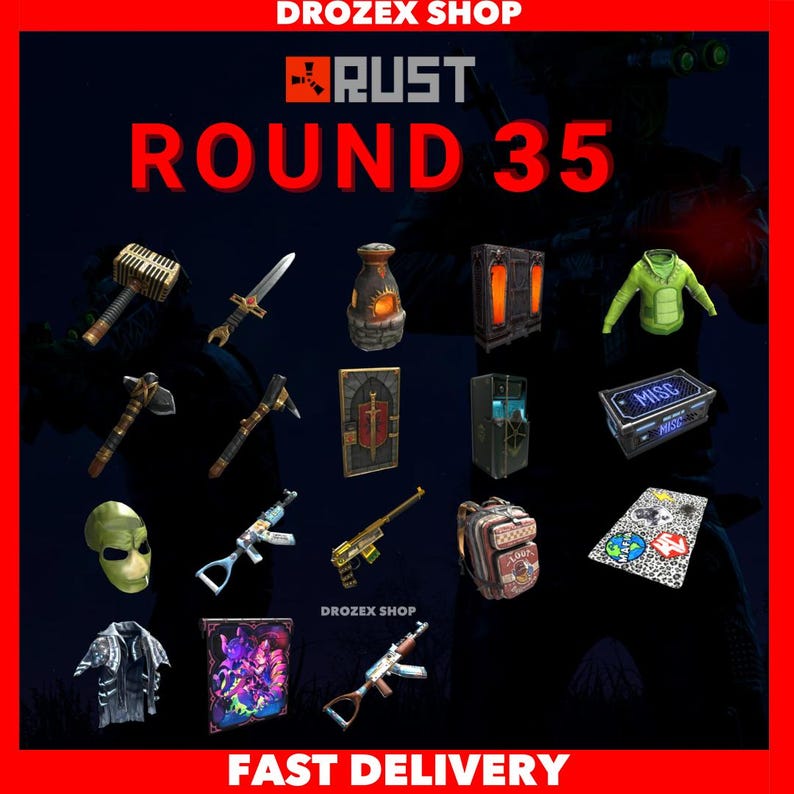 Rust Rounds 34 + 35 + 36 + 37 + 38 [total 62/62 Skins] - Twitch Drops - Etsy UK