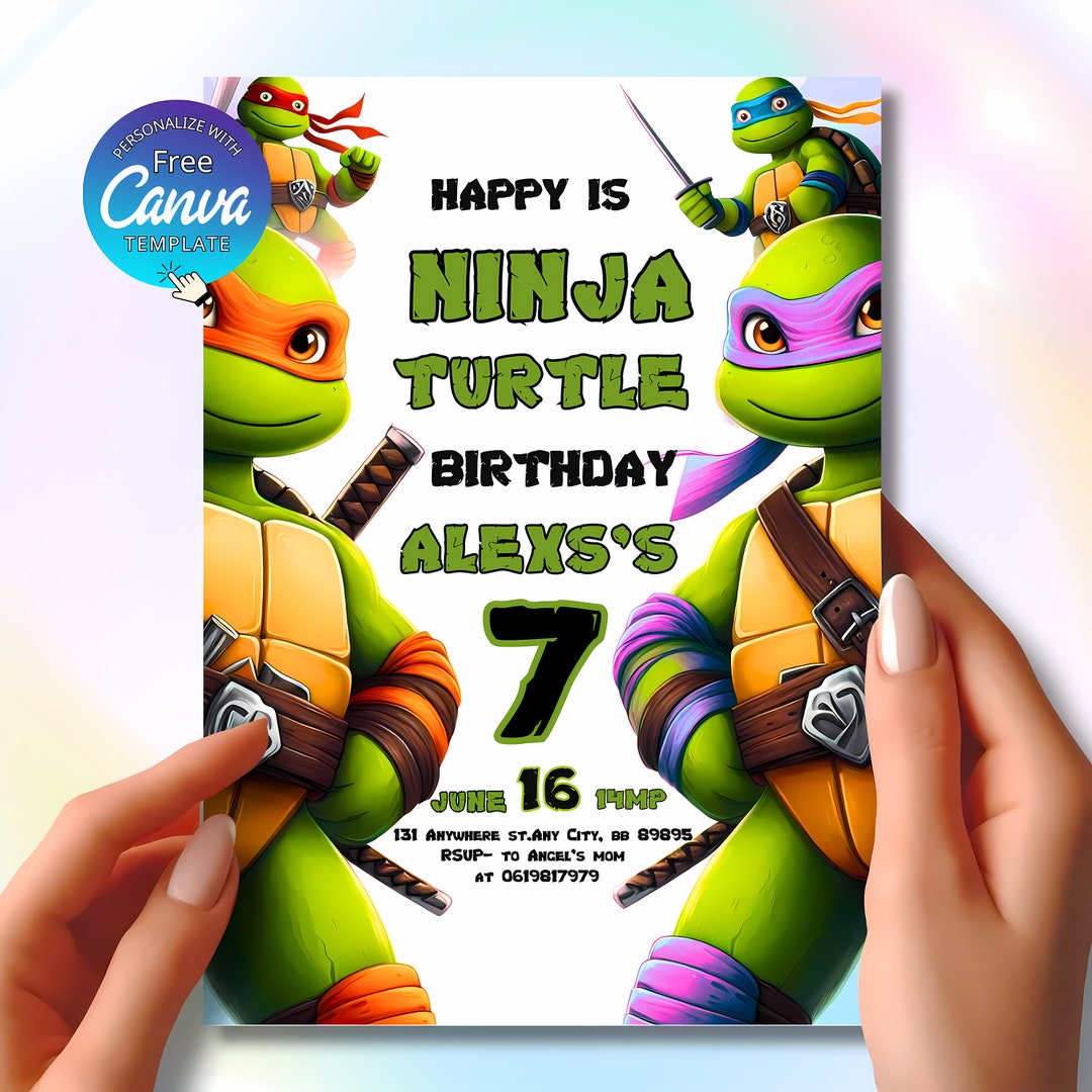Ninja Turtle Invitation Turtle Birthday Invitation Ninja Turtle ...