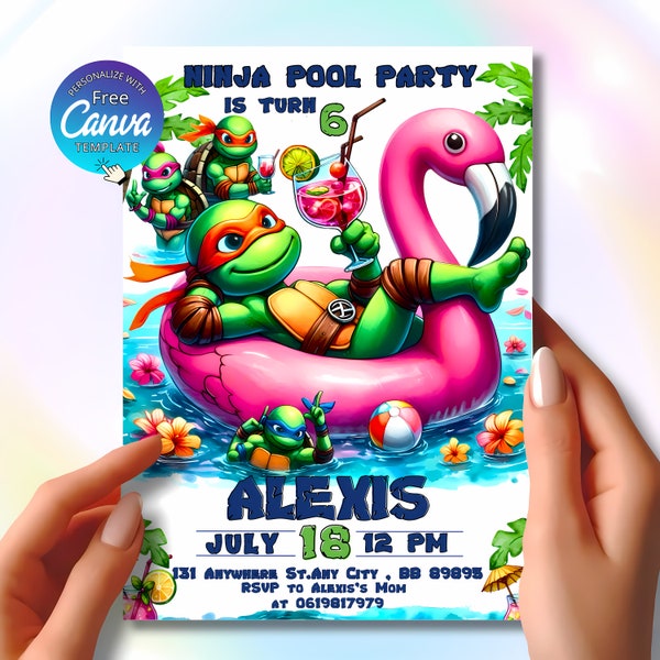 Tmnt Water Birthday Invitation - Etsy