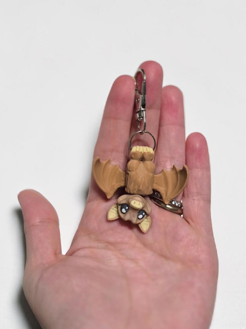 Bat Keychain 3D Printed Articulated Nano Bat (2–3”) | Fruit Bat or ...