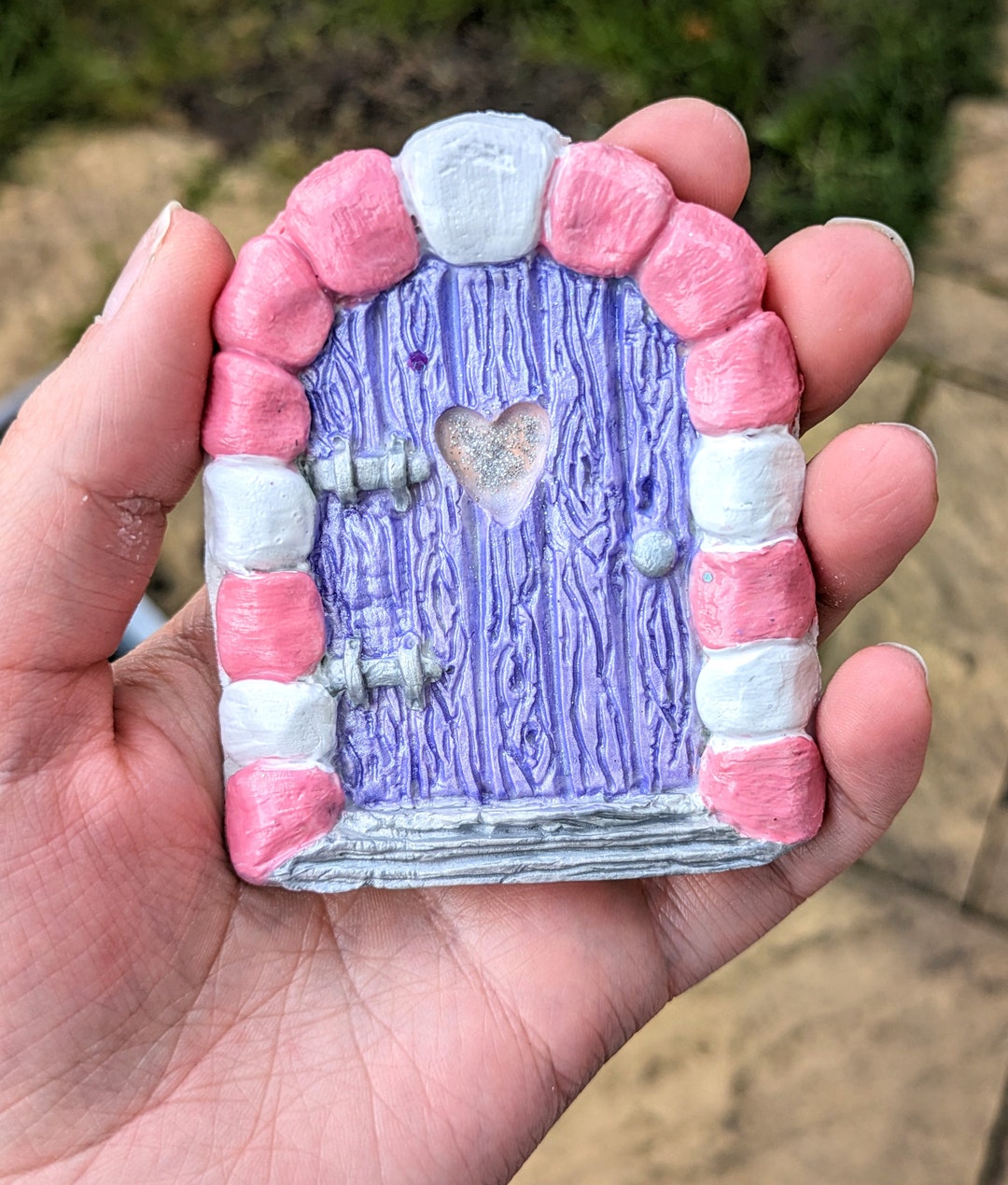 Beautiful Fairy Door Fridge Magnet, Hand Made and Hand Painted Pink ...