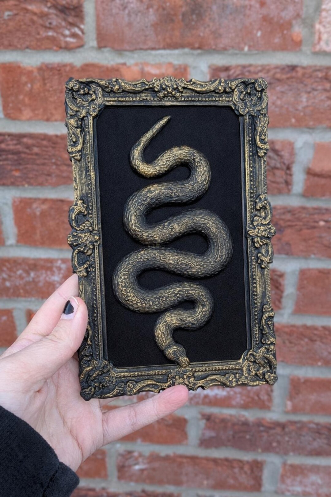 Gothic Serpent Frame | Black & Antique Gold, Occult Wall Decor - Etsy