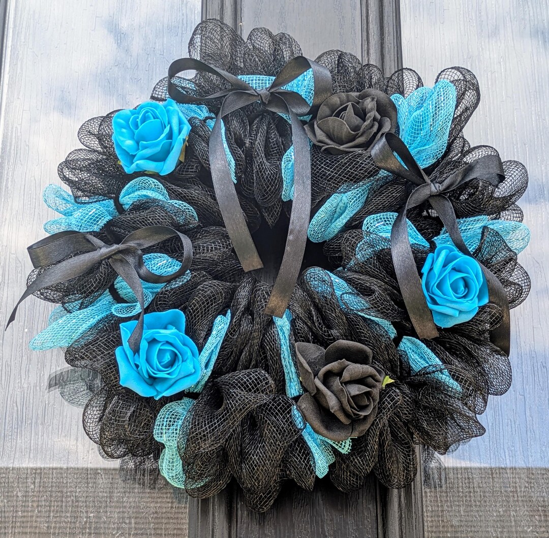 Gothic Wreath Black and Blue Stunning Door Decoration Wreath Suitable ...