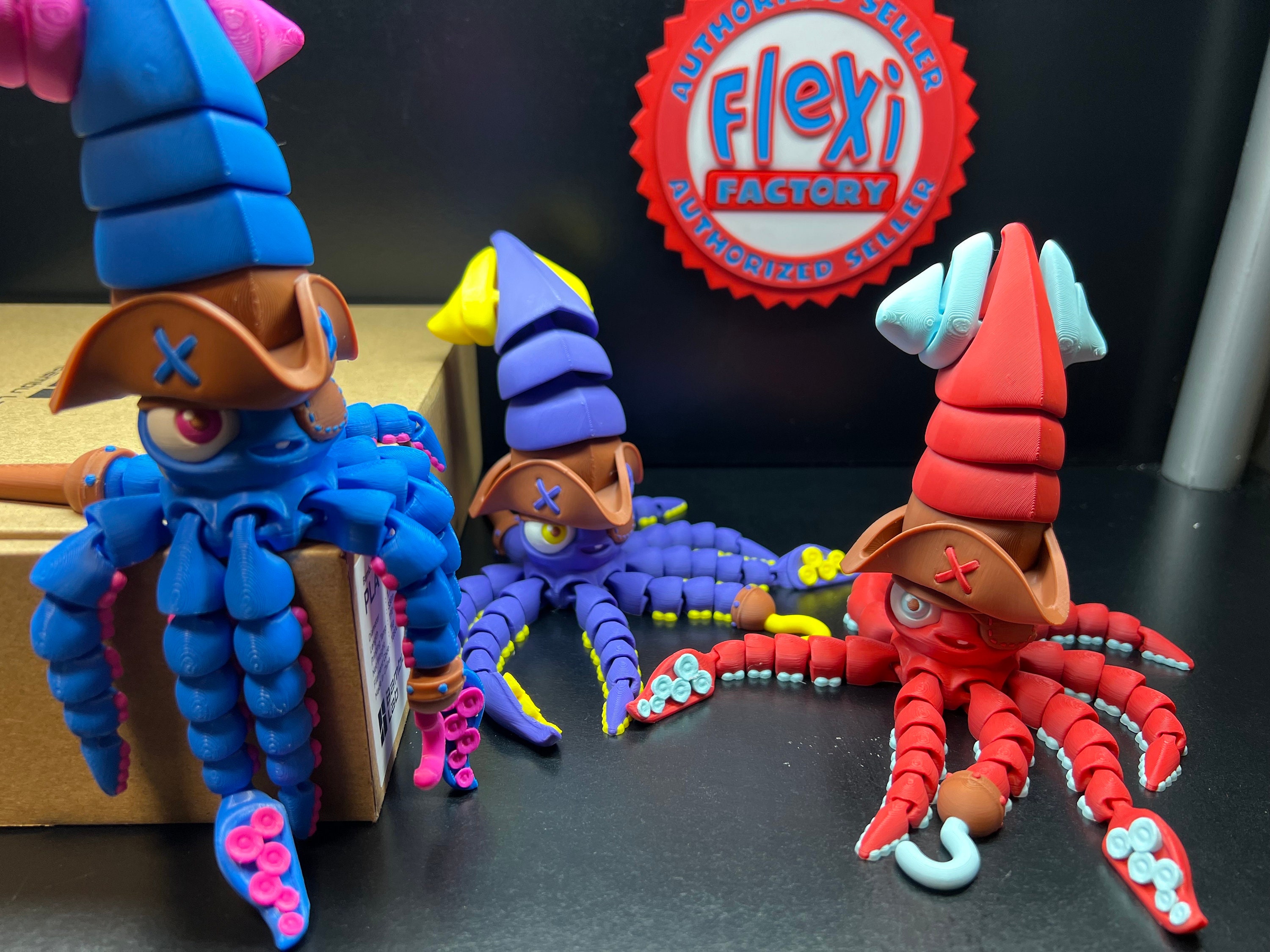 3D Printed Multicolor Flexi Squid Pirate - Etsy