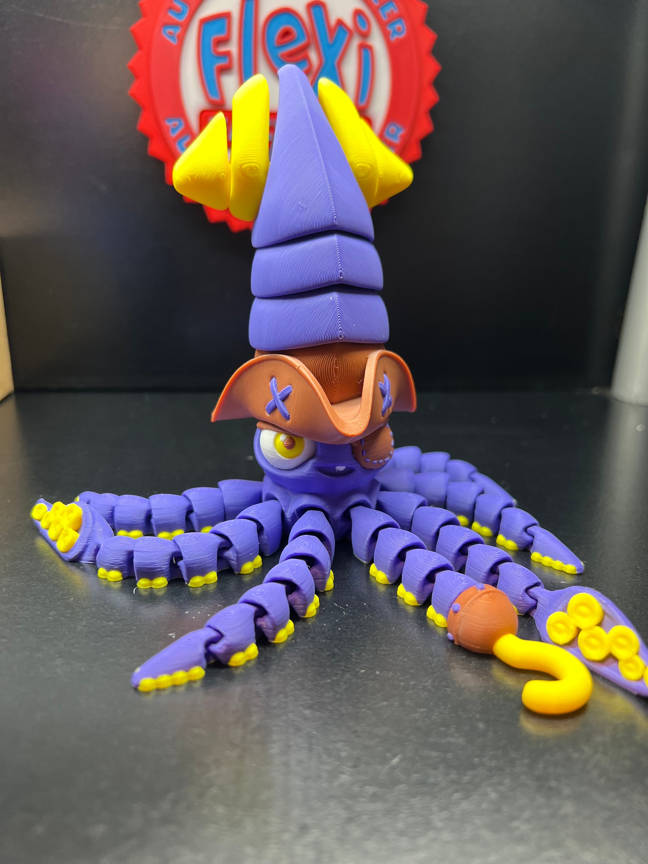 3D Printed Multicolor Flexi Squid Pirate - Etsy