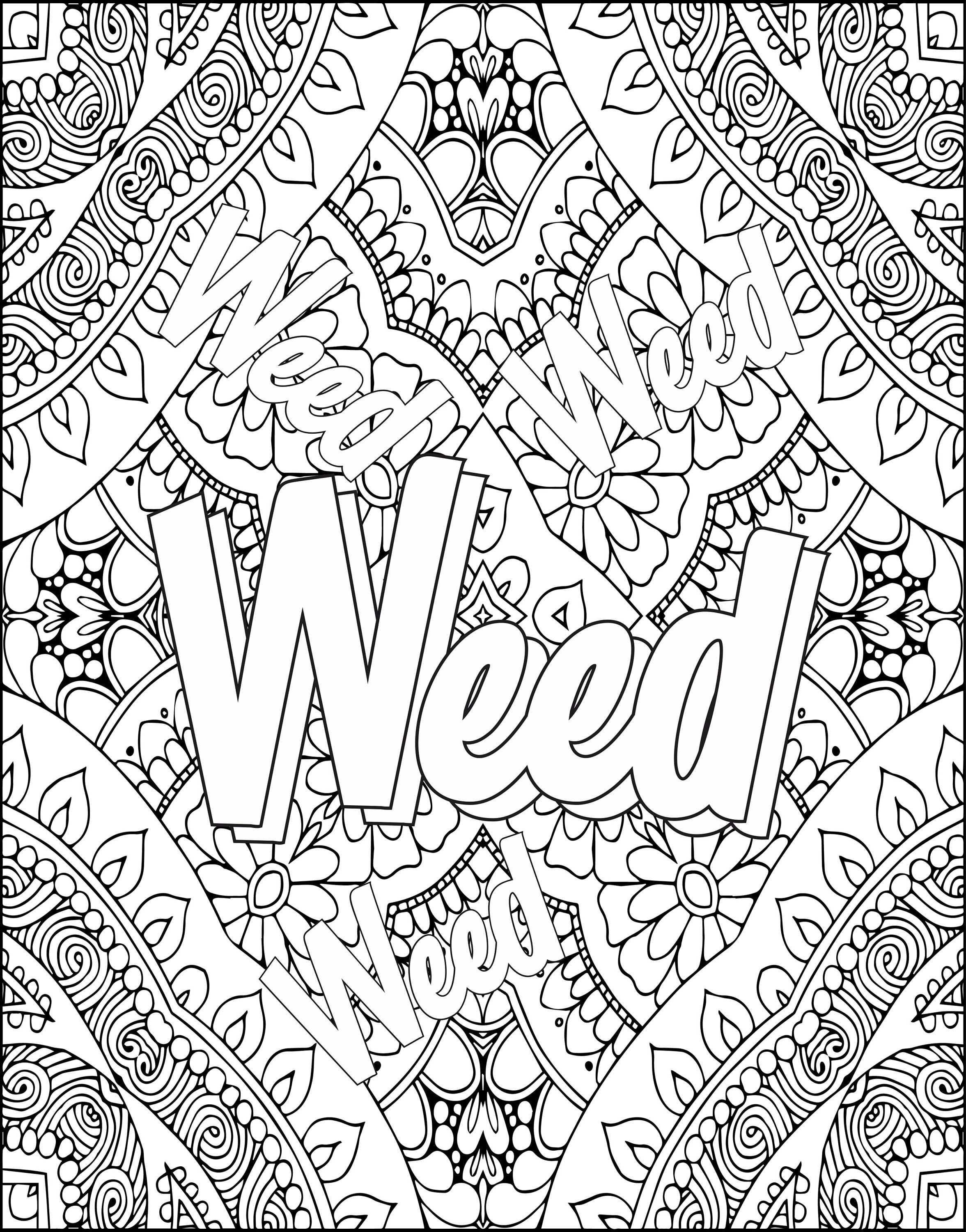 Trippy Coloring Pages, Stoner Coloring Book, Coloring Book Print, Weed ...