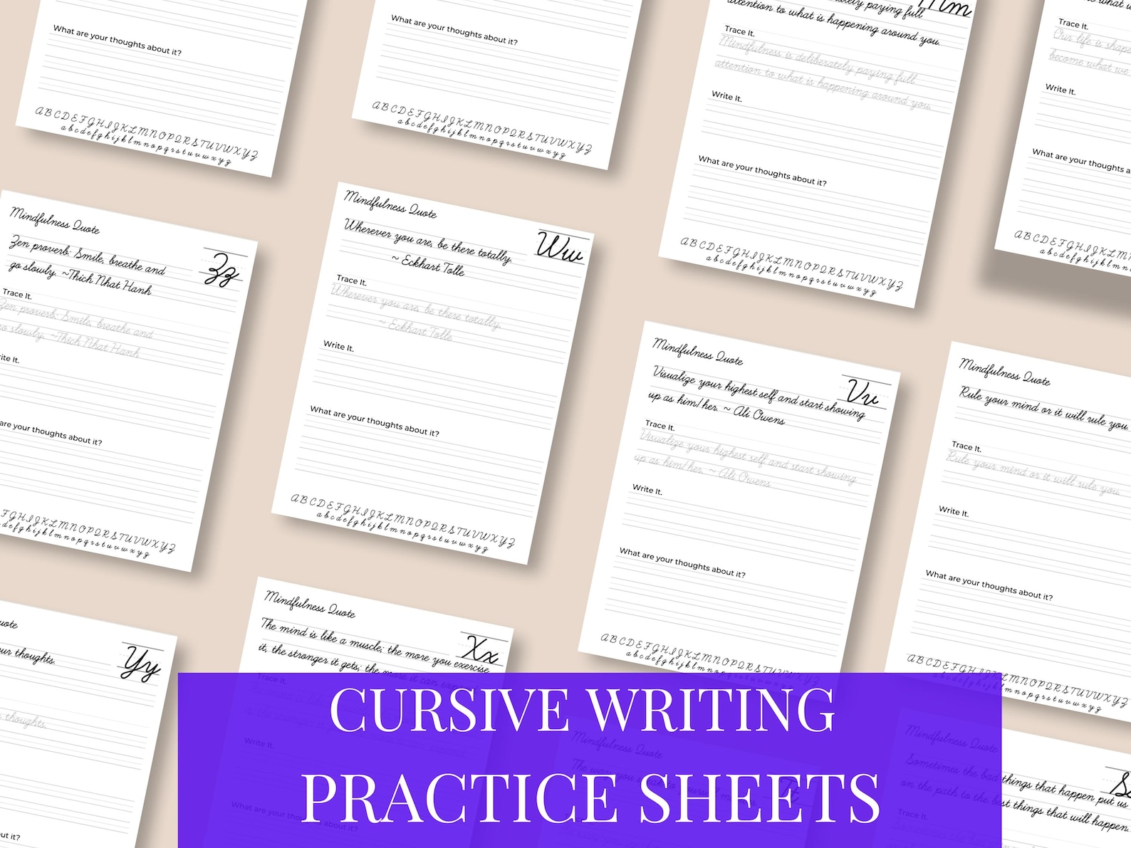 Cursive Writing Practice – 27-page Alphabet & Signature Writing Set ...